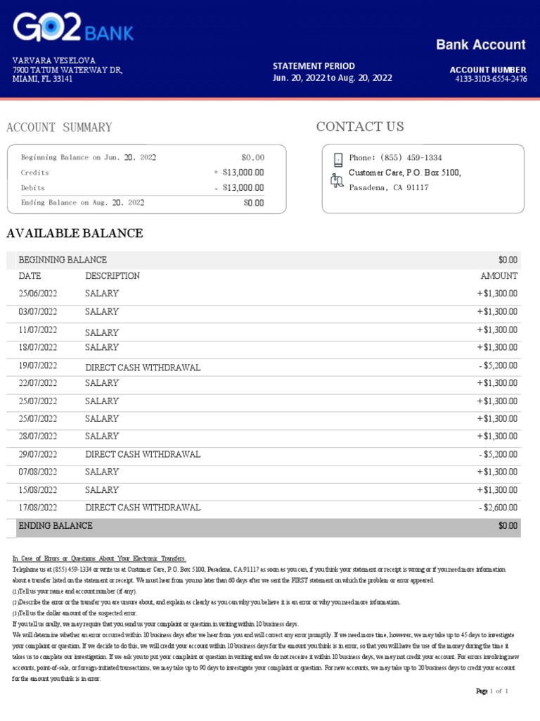 GO2 Bank | Download Free PDF | Debits And Credits | Business