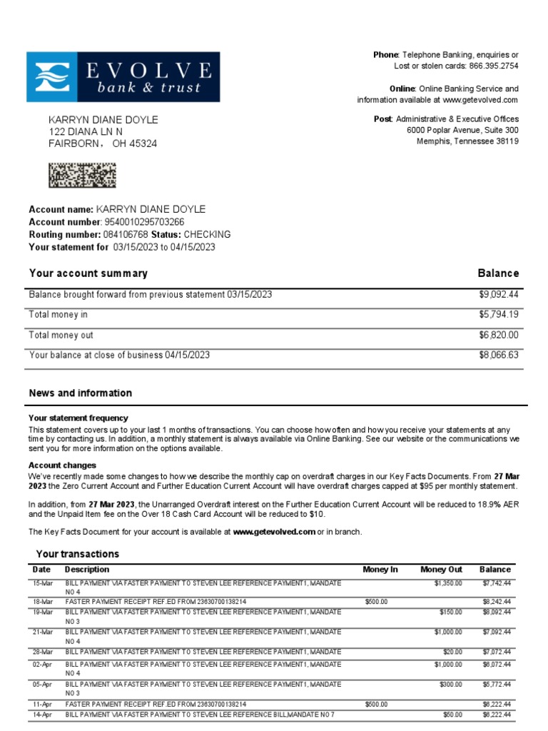 Evolve Bank & Trust | PDF | Transaction Account | Overdraft