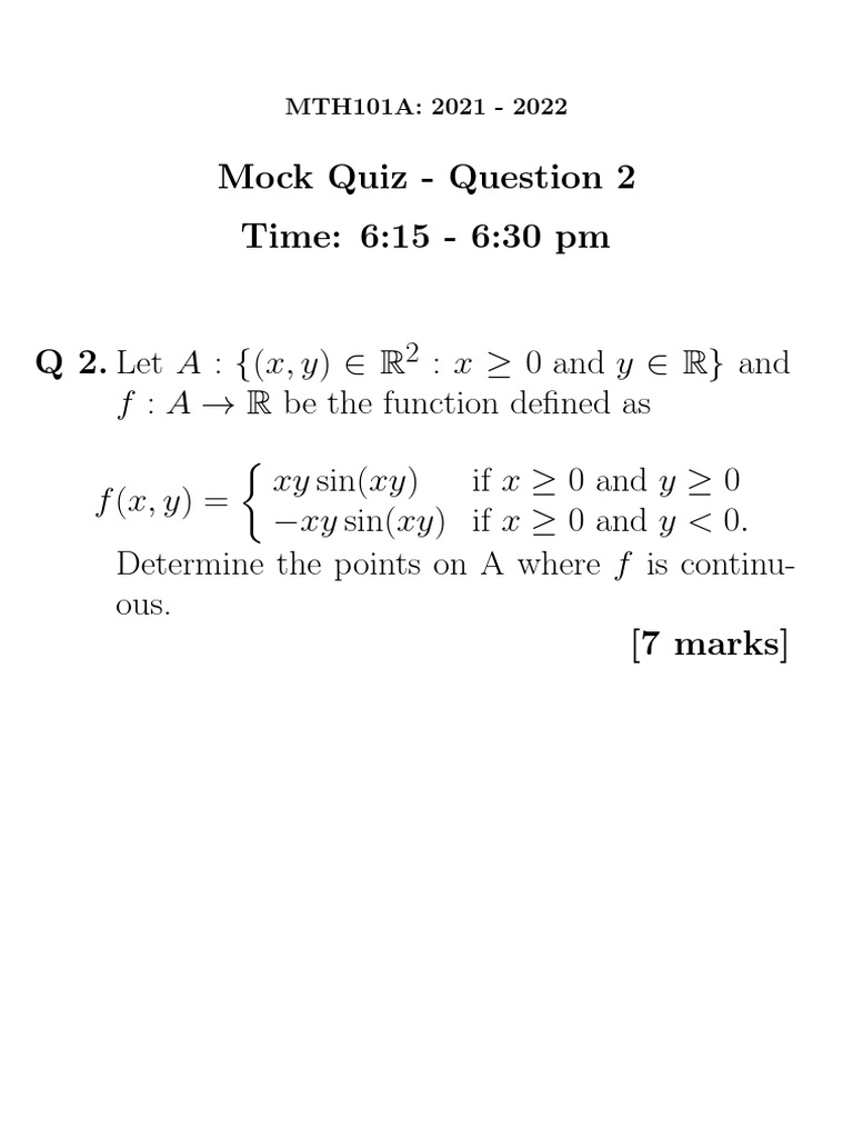 Mock Quiz Q2 | PDF