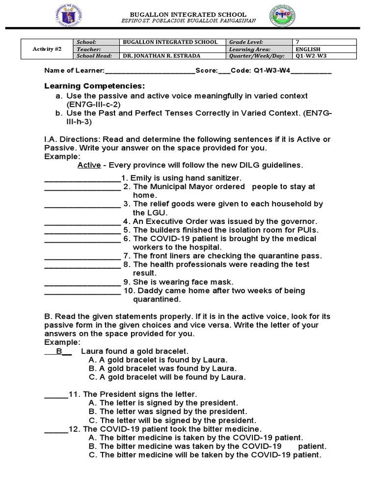English 7 Las Q1 W3 W4 Done Qa | PDF | Global Health | Medicine