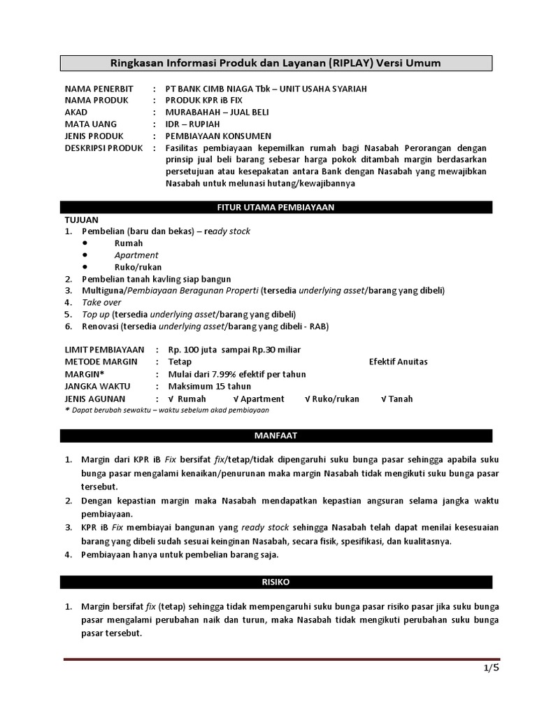 KPR Syariah CIMB Niaga 2023 | PDF