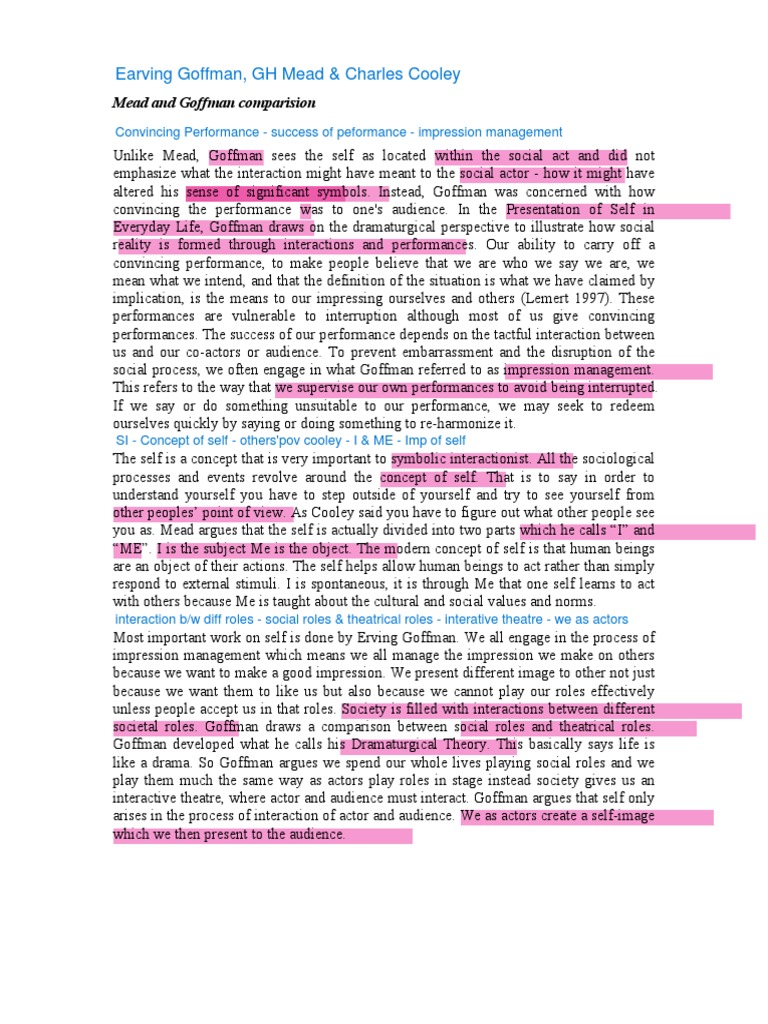 Goffman and Mead | PDF
