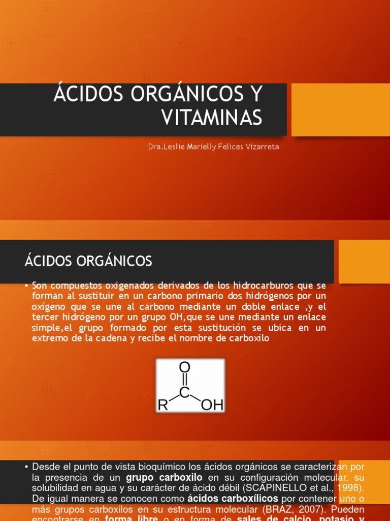 ACIDOS ORGANICOS Y VITAMINAS | PDF