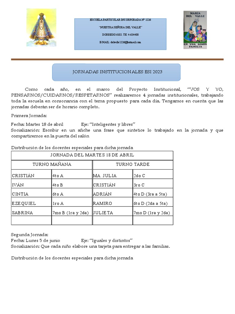 Jornadas ESI 2023: Escuela Del Valle | PDF