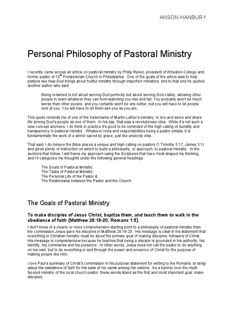 AH Philosophy of Ministry | PDF