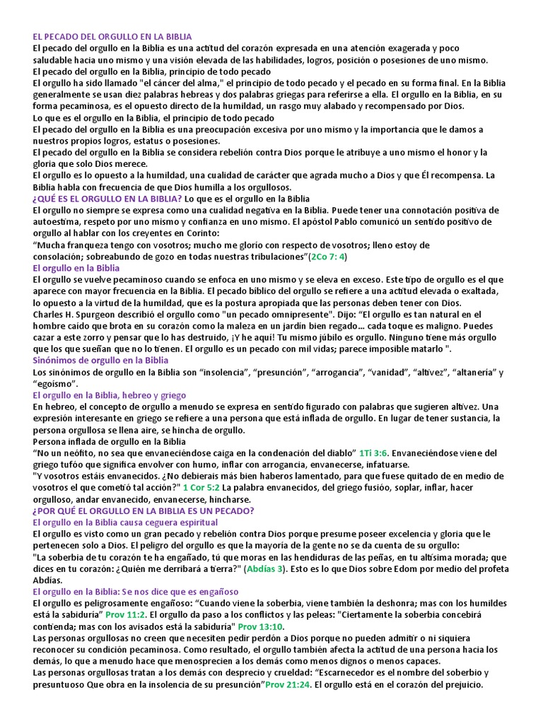 El Orgullo como Pecado en la Biblia | PDF | Pecado | Biblia