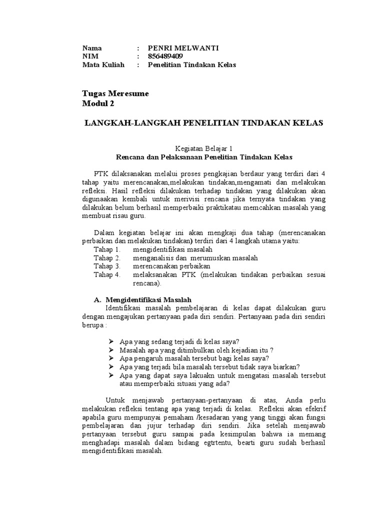 Tugas Meresum PTK 1 Modul 2 | PDF | Karier & Perkembangan | Pengembangan Diri