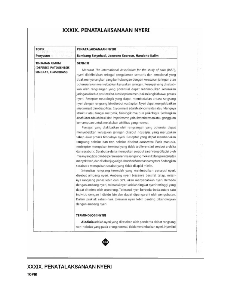 Tatalaksana Nyeri Part 1 | PDF
