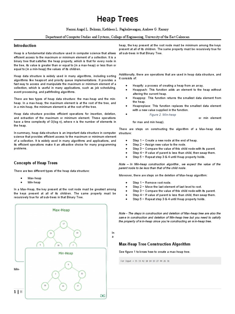 Heap Trees | PDF | Algorithms And Data Structures | Computer Programming Heap Trees | PDF | Algorithms And Data Structures | Computer Programming