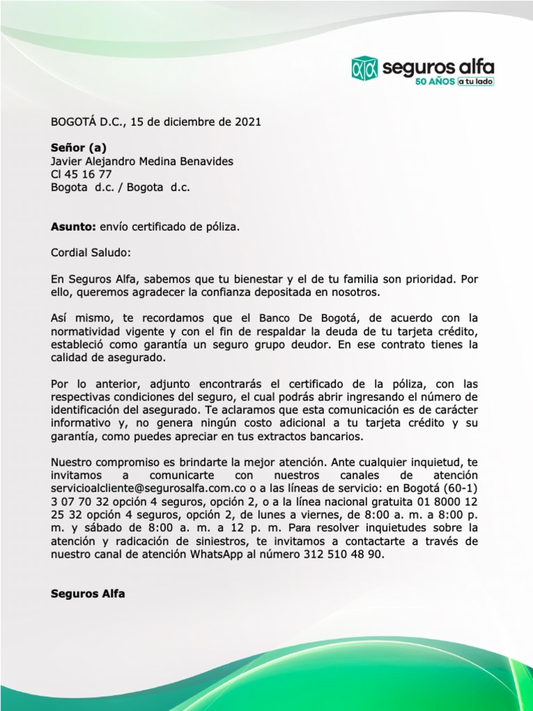 Carta y Poliza | PDF