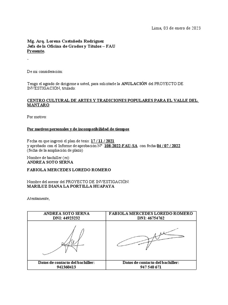 Solicitud de Anulacion | PDF