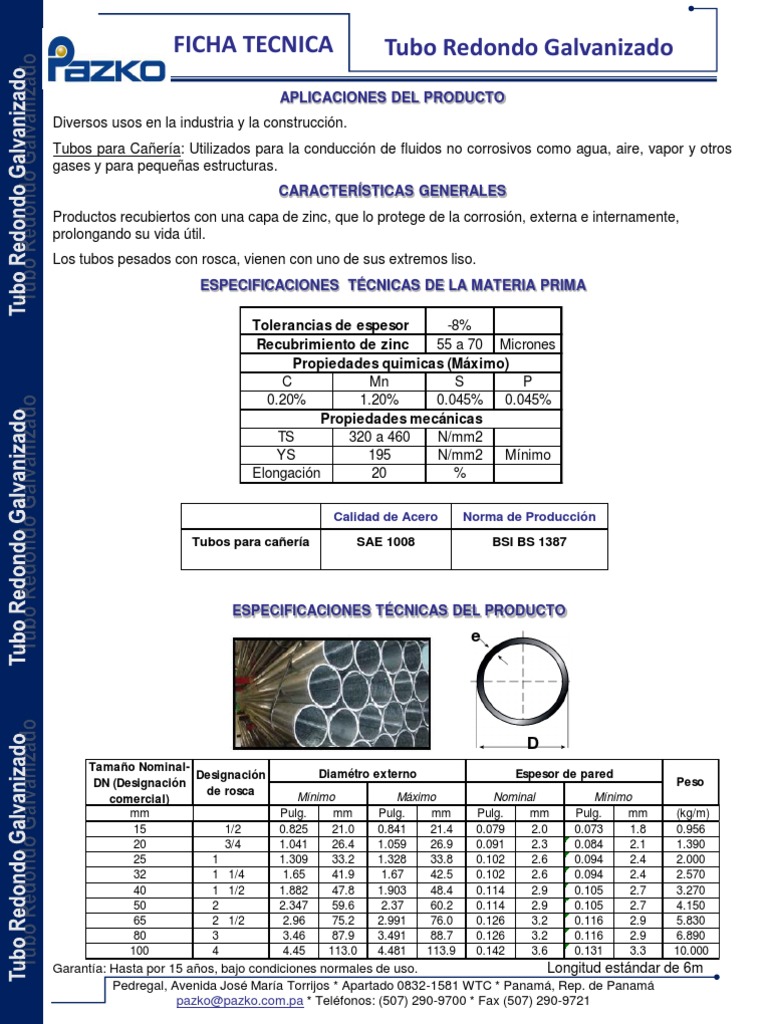 Tubo-Redondo-Galvanizado-SCH20 | PDF