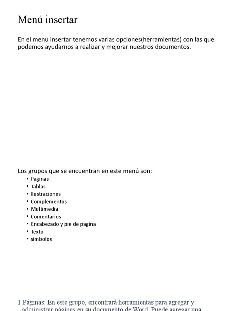 Menú Insertar | PDF