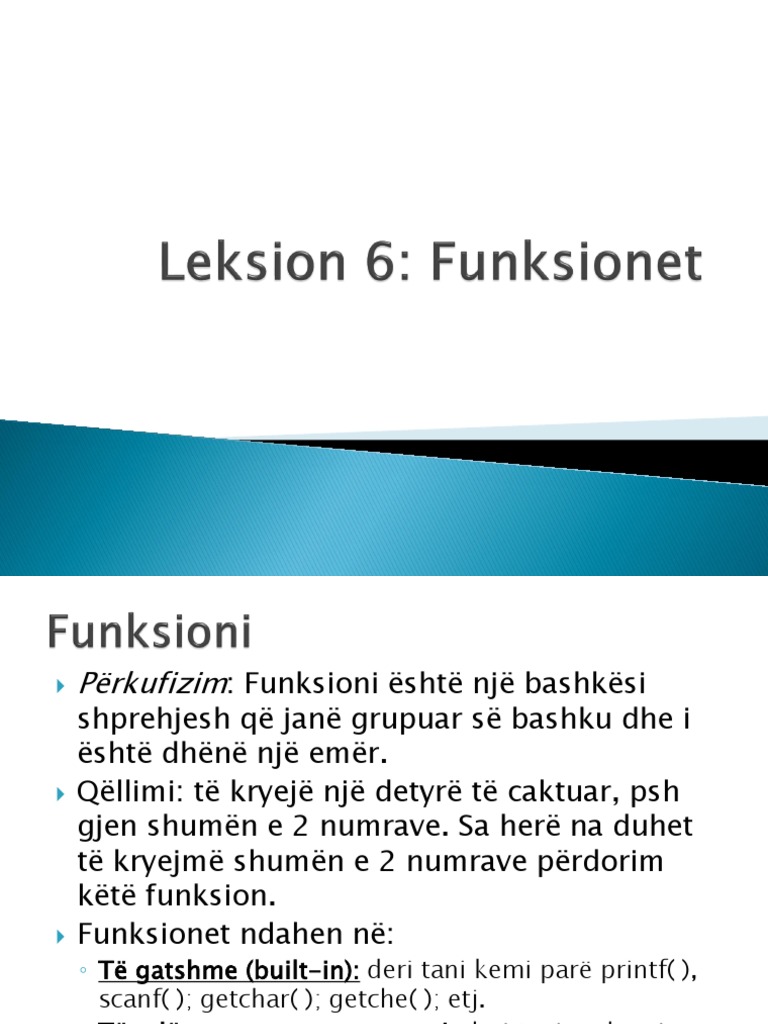 Leksioni6 Funksionet | PDF