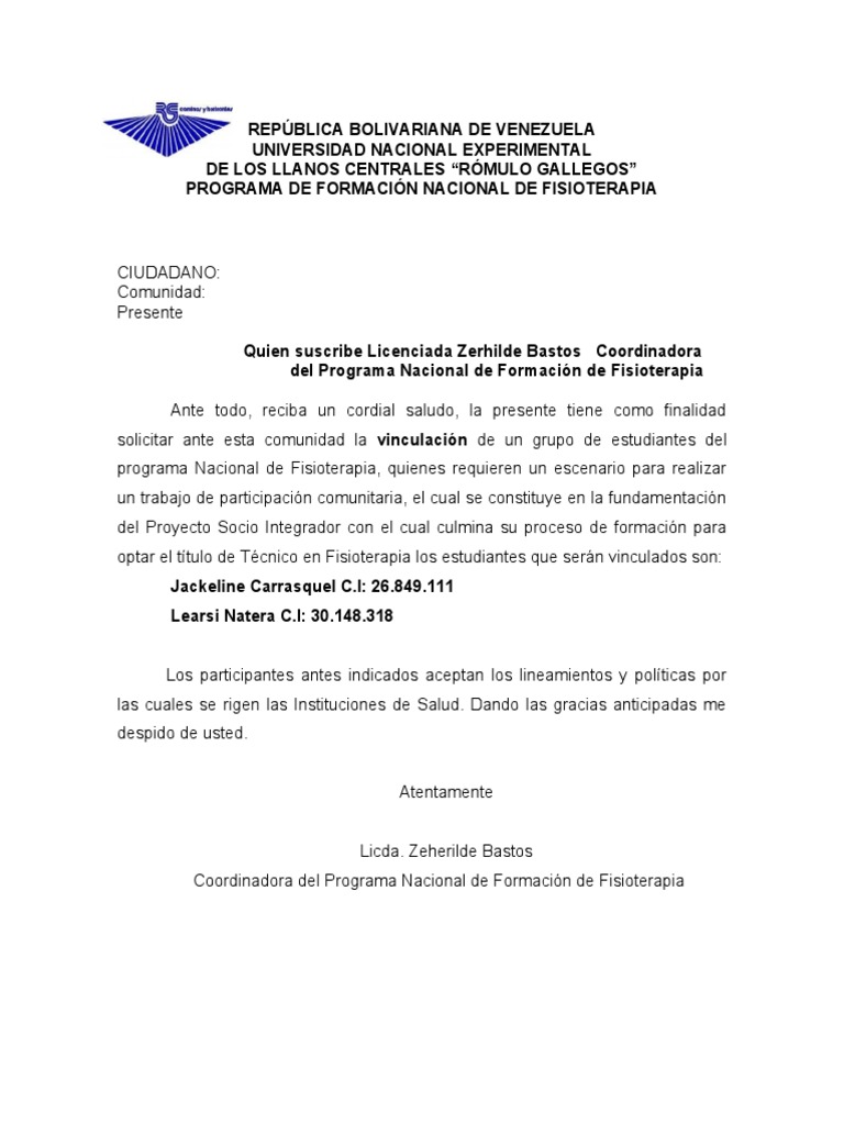 Carta de Vinculacion | PDF