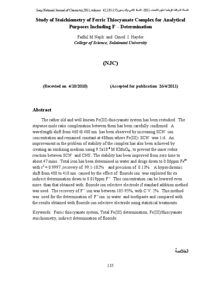 Chemists: Fe-SCN Complex Study | PDF | Coordination Complex | Iron