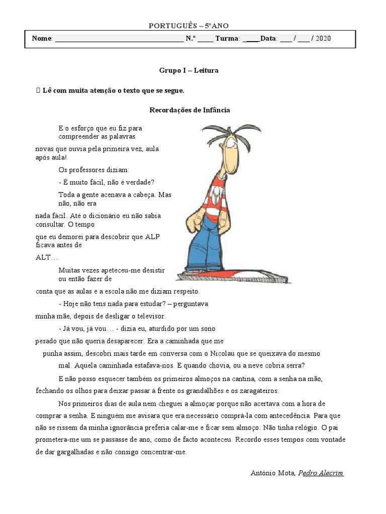 Ficha-Português-Pedro-Alecrim | PDF