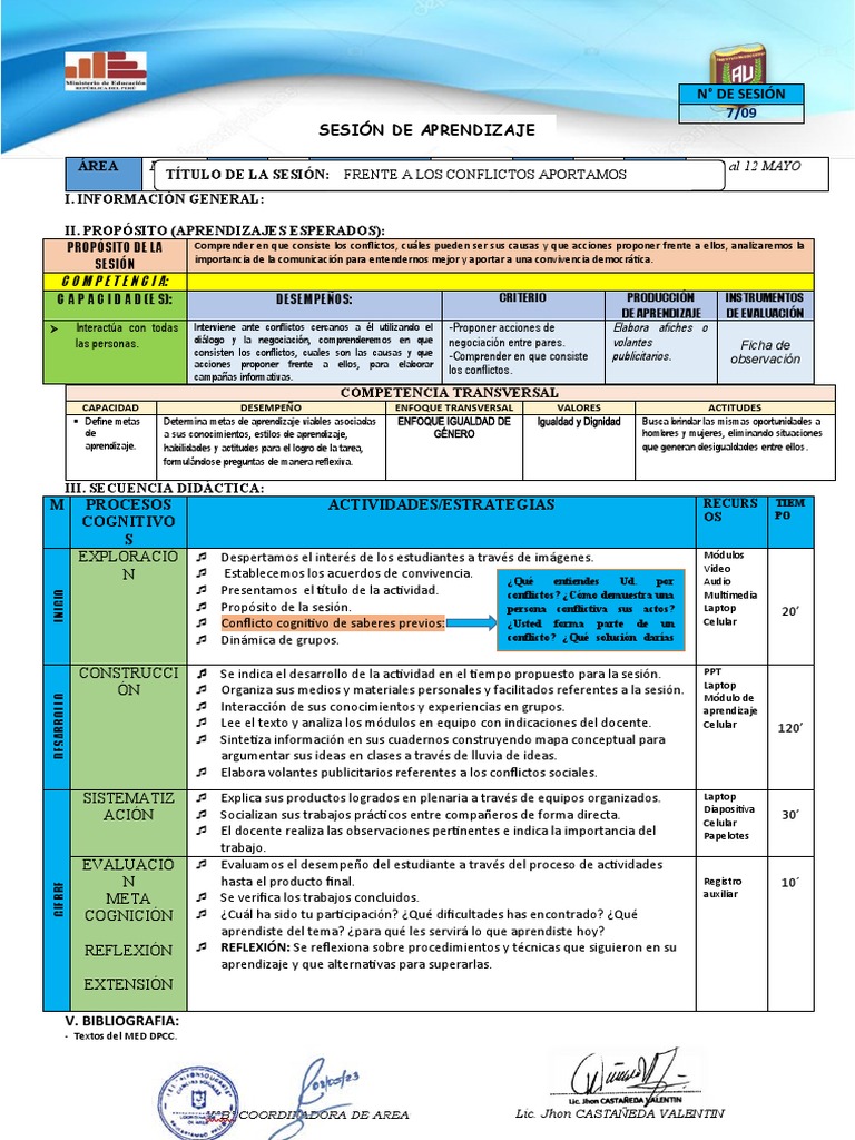 7S Sesión 1° DPCC | PDF | Aprendizaje | Conceptos psicologicos