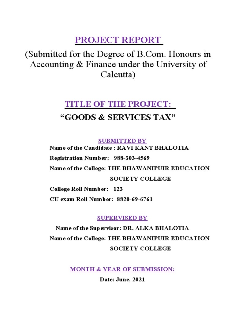 GST Project Report: B.Com Thesis | PDF | Taxes | Value Added Tax