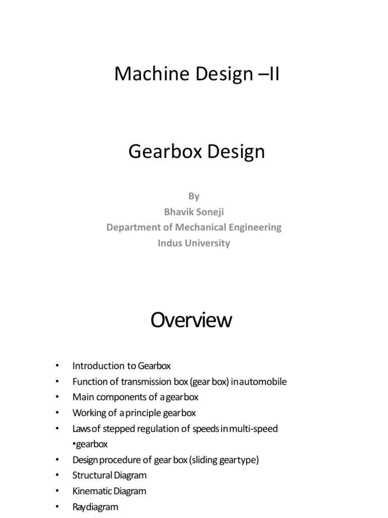 Unit 4 MD II Gearbox Design | PDF | Gear | Clutch