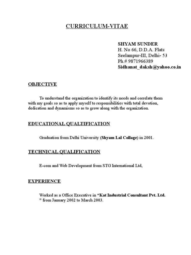 Shyam Sunder's Professional CV | PDF