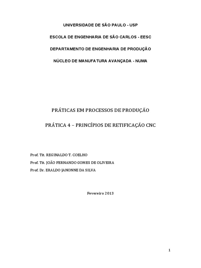 Prática 4 - Retificacao - CNC - 2014 | PDF