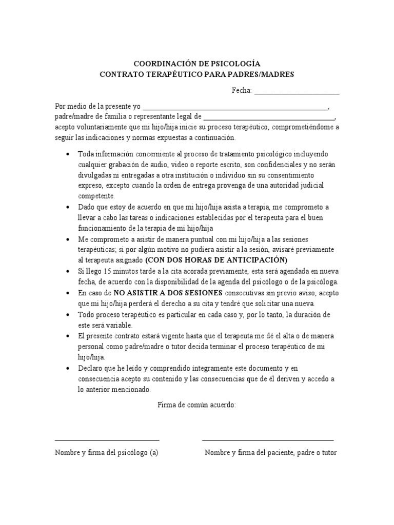 Contrato Terapéutico para PADRES | PDF
