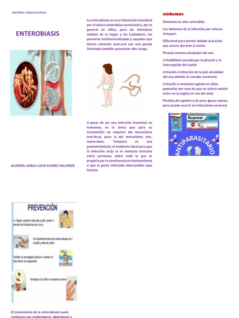 Triptico Enterobiasis . | PDF | Causas de la muerte | Ciencias de la Salud