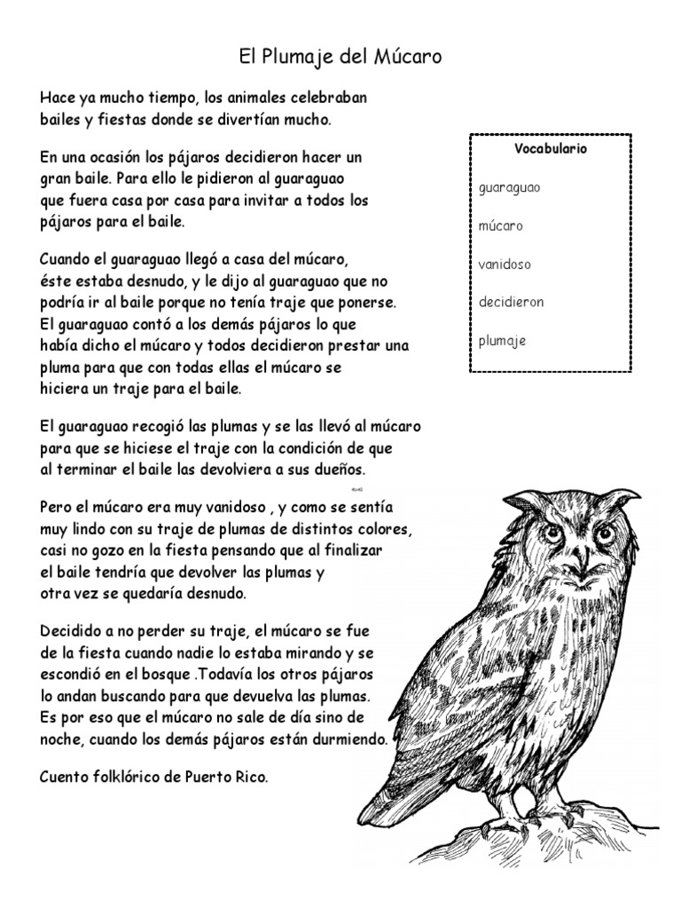 El Plumaje Del Múcaro (Actividades) | PDF