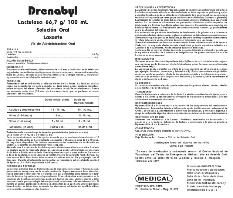 Lactulosa 66,7 G/ 100 ML: Laxante Solución Oral | PDF