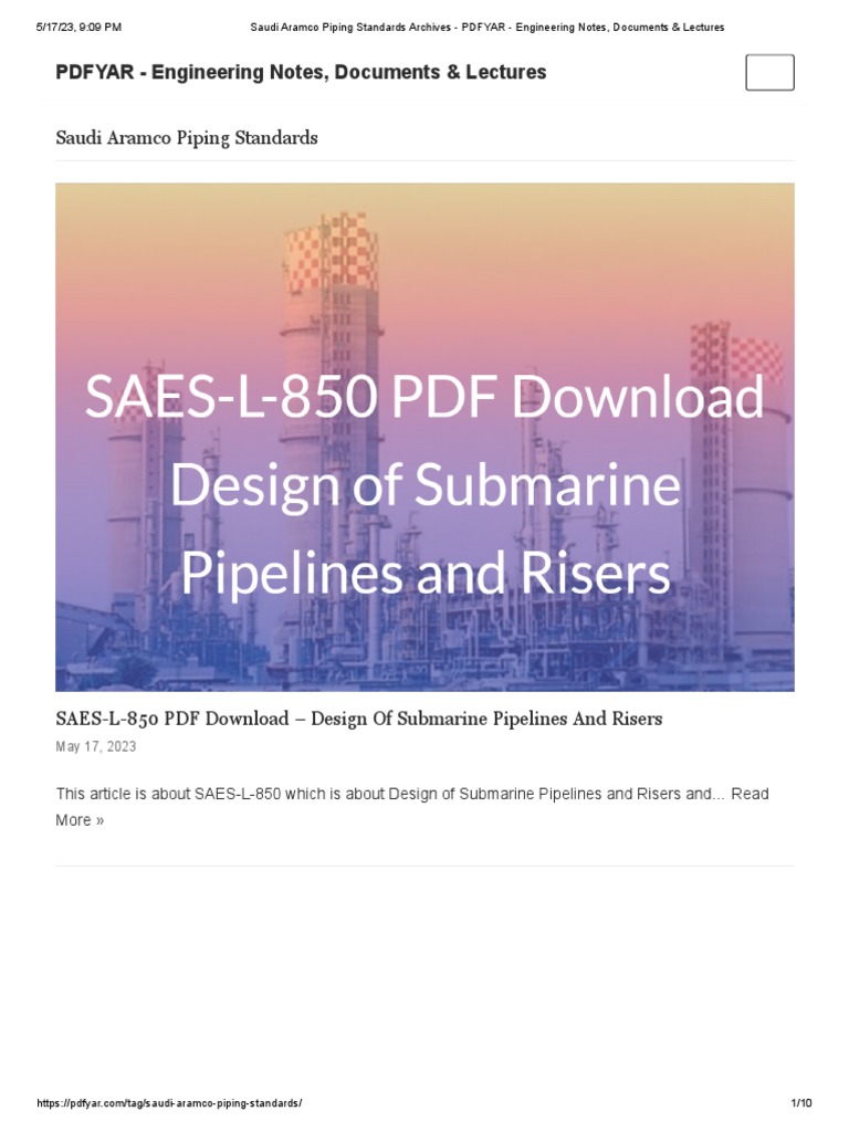 Aramco Document Saes-l- All Series | PDF | Pipe (Fluid Conveyance) | Building Engineering