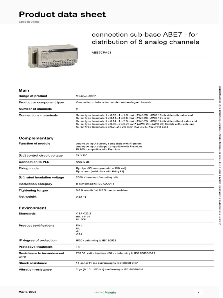 Modicon ABE7 - ABE7CPA03 | Download Free PDF | Power Supply | Electric ...