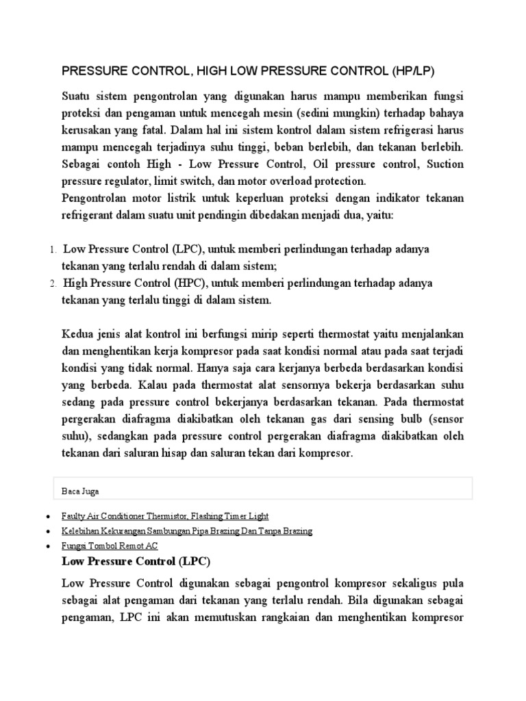 Pressure Control | PDF
