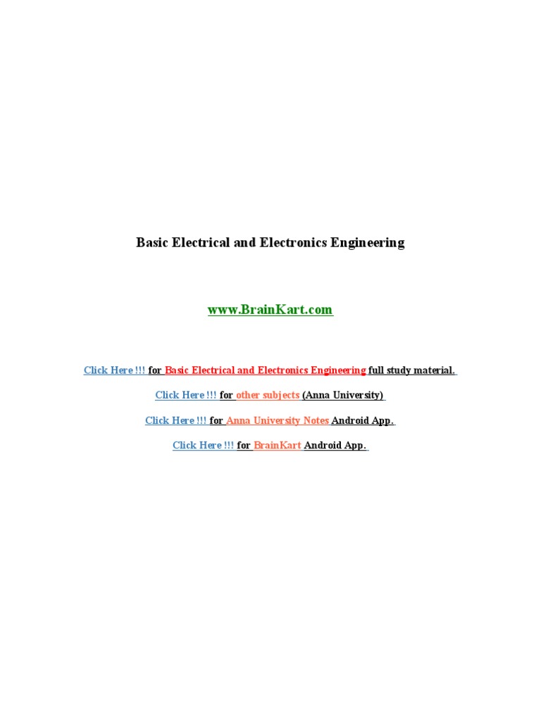 276 - Be8251 Basic Electrical and Electronics Engineering - 2 Marks Unit V Fundamentals of ...