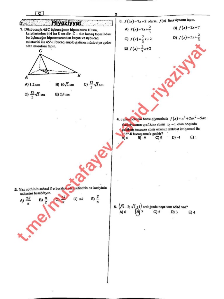 Riyaziyyat Üzrə 2021-2022 Qəbullar I Və II Qrup | PDF