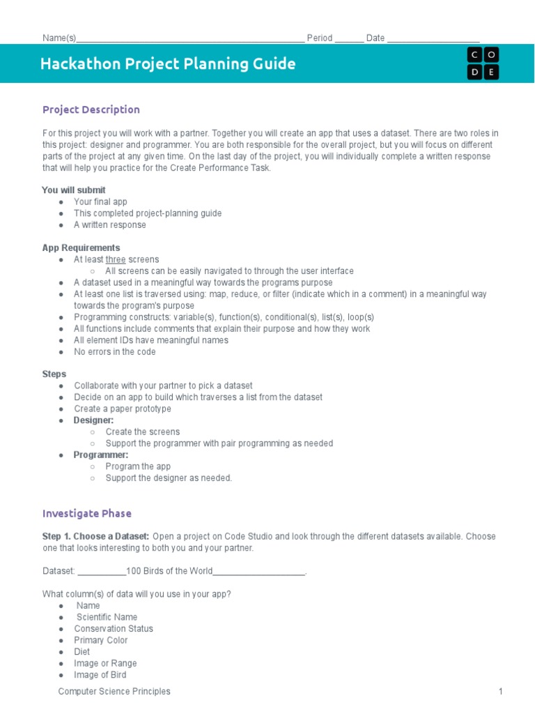 Hackathon App Project Planning Guide | PDF | Computer Program | Programming