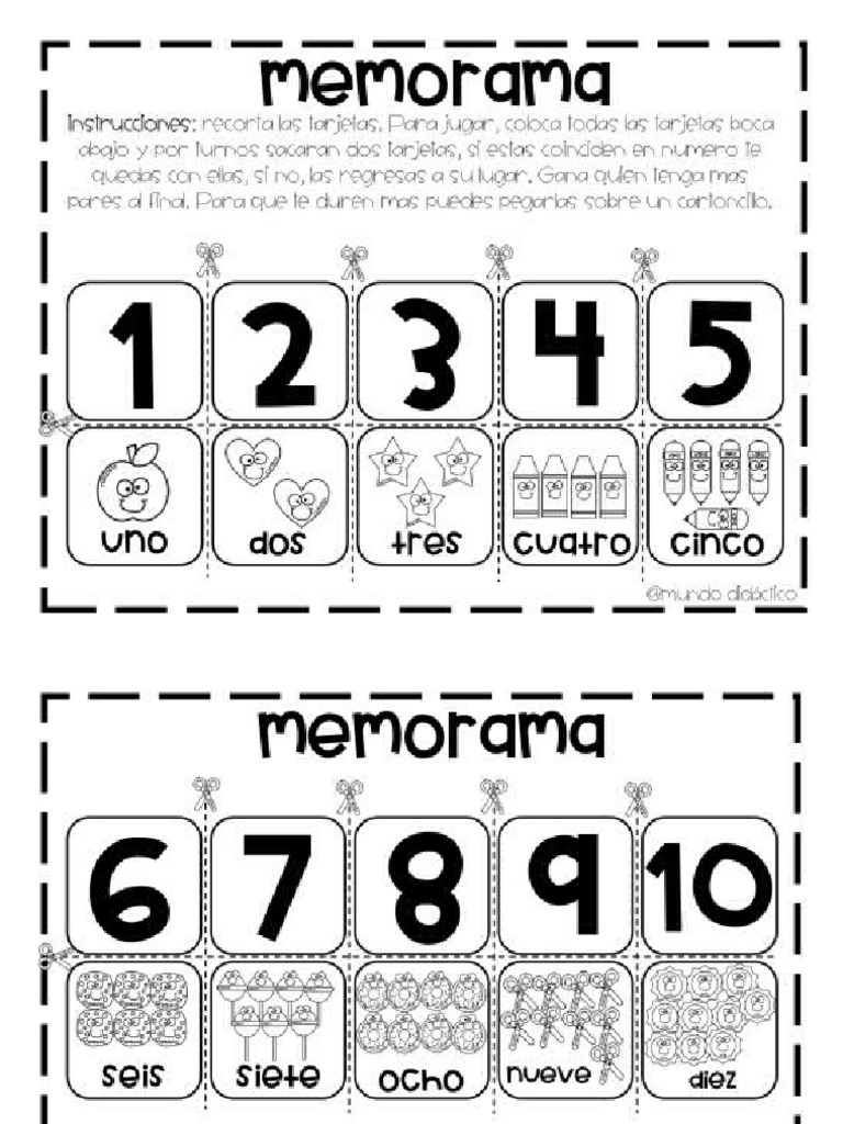 Memorama de Numeros 1 Al 10 | PDF