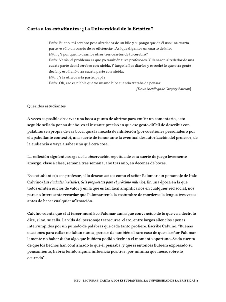 Carta A Los Estudiantes | PDF