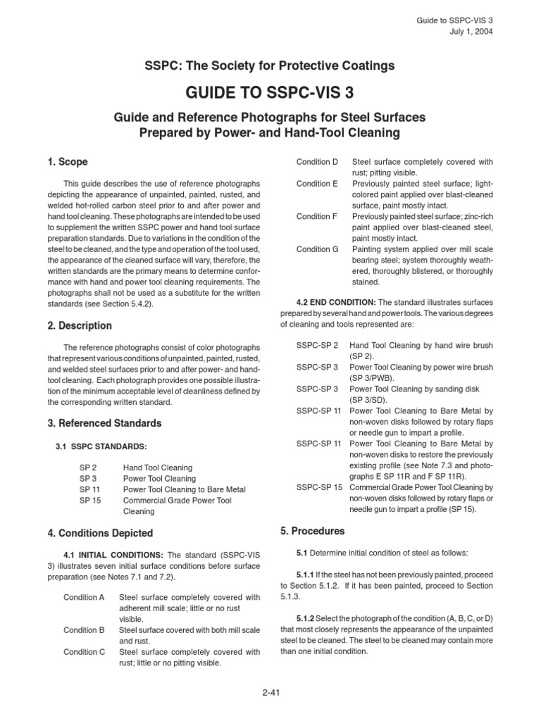 SSPC VIS-3 (2004) - Guide and Reference Photographs For Steel Surfaces ...