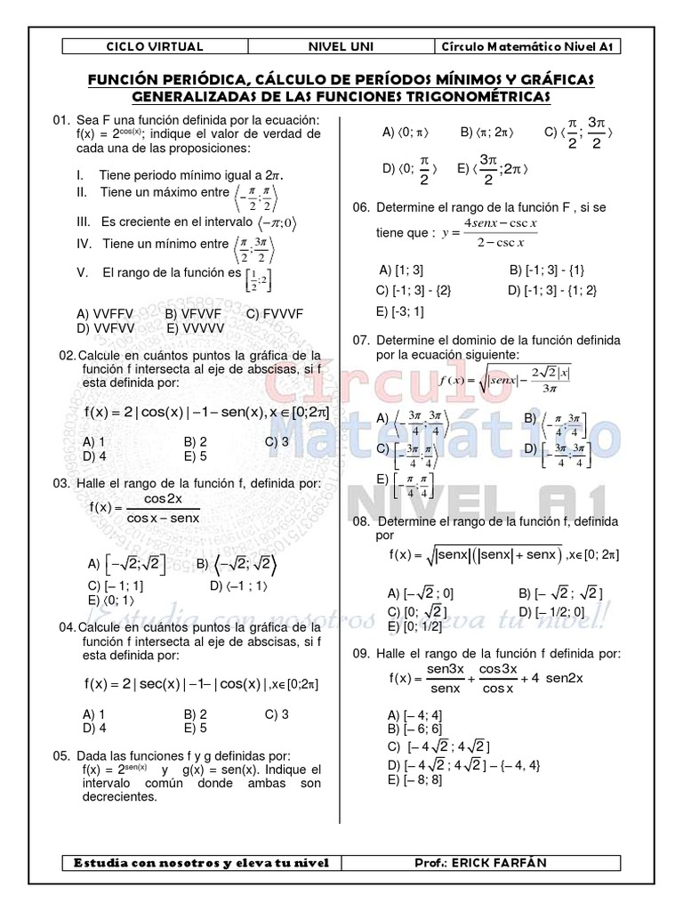 Función Periódica Cálculo De Períodos Mínimos Y Gráficas Generalizadas