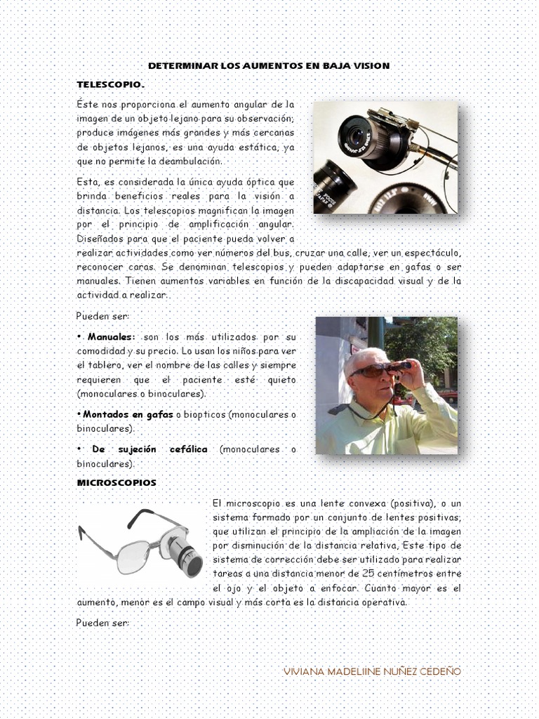 Determinar Los Aumentos en Baja Vision | PDF | Lentes | Percepción visual