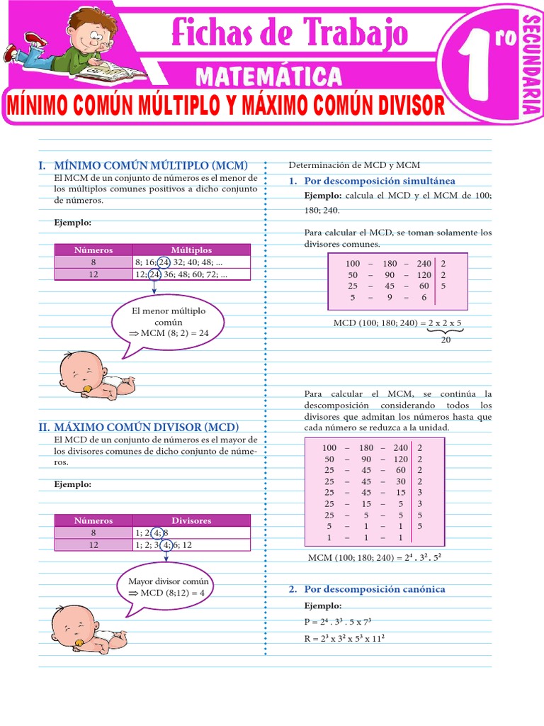 Minimo Comun Multiplo y Maximo Comun Divisor para Primer Grado de ...
