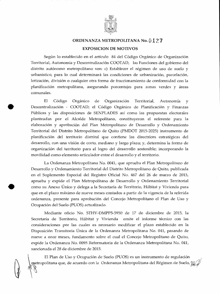 Ordm - 127 Puos | PDF | Ecuador | Zonificación