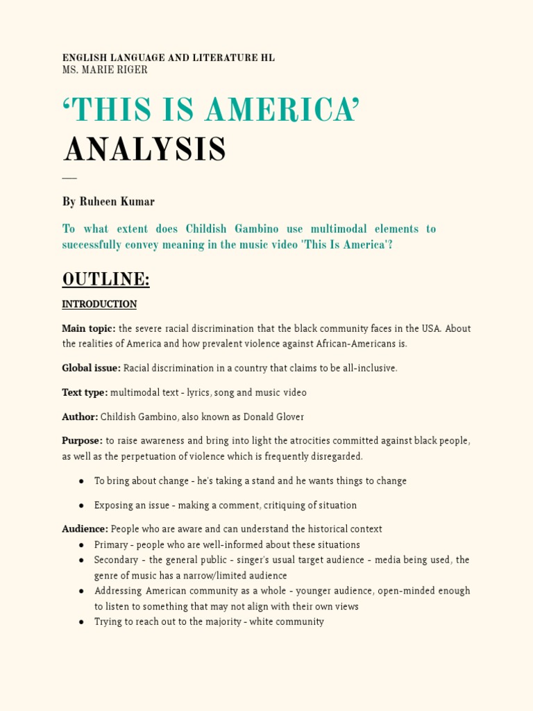 'This Is America' Analysis | PDF | Racism | Discrimination & Race Relations