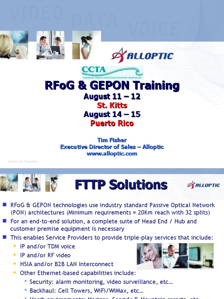 Alloptic Ccta Training Session 081108 Pdf Fiber To The X
