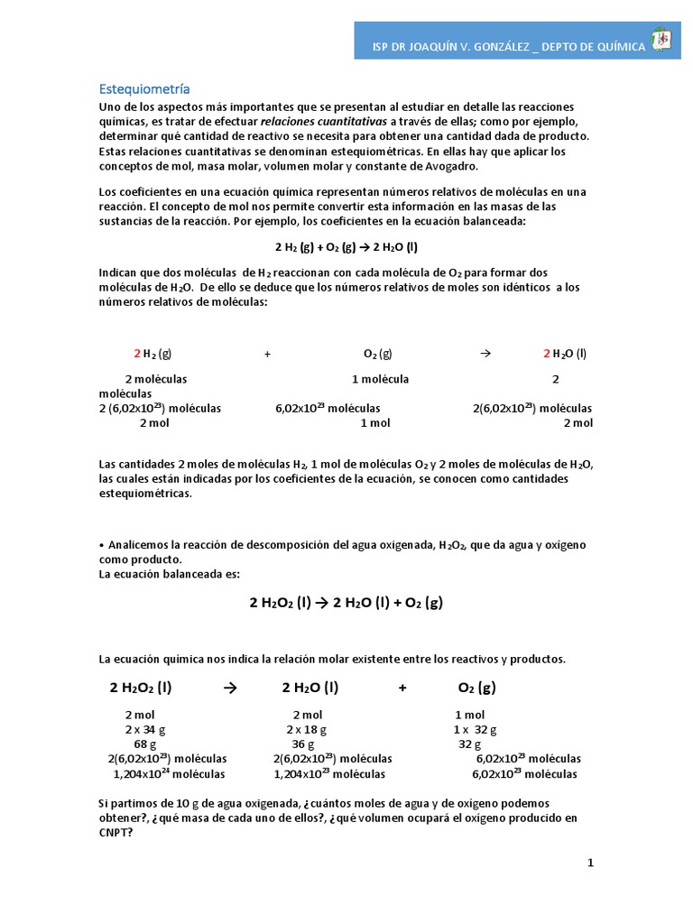 Estequiometria 202352 | PDF