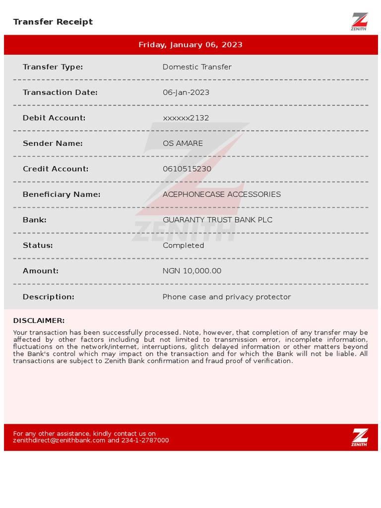Transfer Confirmation Receipt | PDF