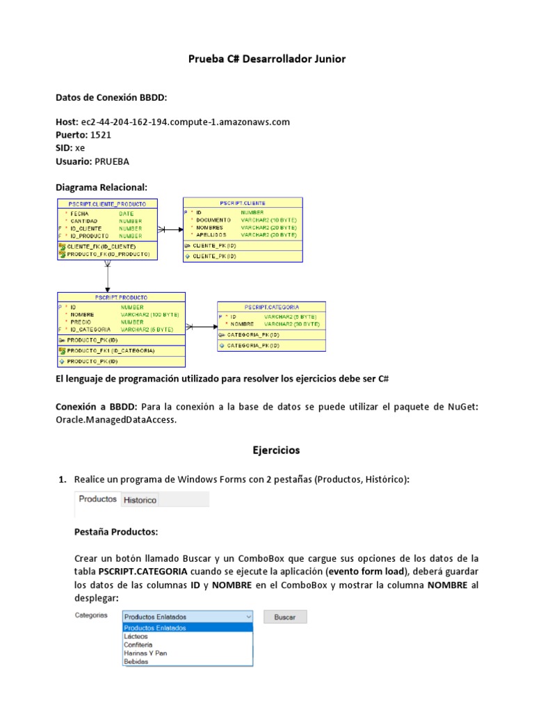 Prueba C# Desarrollador Junior | PDF | Informática | Software