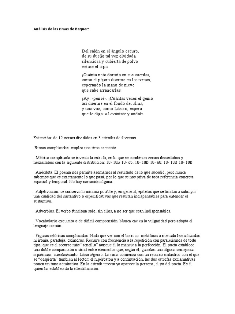 Análisis de Las Rimas de Bequer | PDF