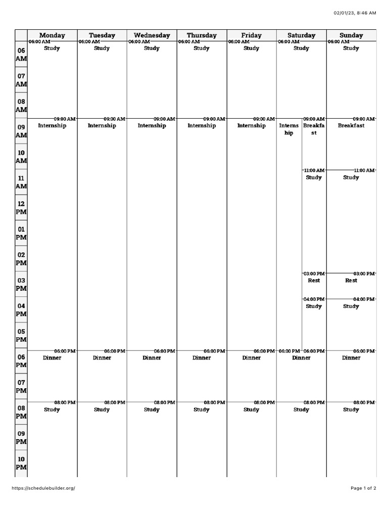 Free Online Weekly Schedule Maker | PDF